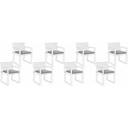 Beliani Sitzkissen Set für Stuhl Grau Polsterbezug 8 Stück Garten Gartenmöbel Gartenstuhl - Grau