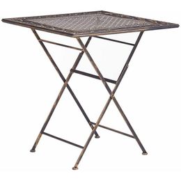 Beliani Gartentisch Schwarz Metall Quadratisch Klappbar 70 x 70 cm Balkon Terrasse Garten Romantisch