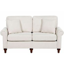 Beliani Sofa Hellbeige Stoffbezug 2-Sitzer Couch mit mehreren Kissen Gedrechselte Holzbeine Modern Wohnzimmer Ausstattung Polstersofa - Beige