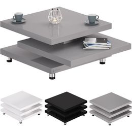 Casaria Couchtisch New York 72x72cm Wohnzimmertisch Hochglanz Design Modern 360° drehbare Tischplatte höhenverstellbare Füße mdf Sofatisch Cube 72x72cm