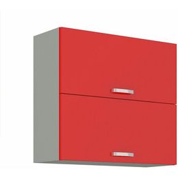 Küchen Hängeschrank 80 Glanz Rot Grau Küchenzeile Küchenblock Küche Rose Bianca