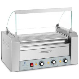 ROYAL CATERING Hot Dog Grill 2 Zonen Edelstahl Rollengrill Würstchengrill 7 Rollen 1.765 w