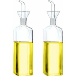 Set mit 2 Glasflaschen für Olivenöl, Essig, Messbecher mit Ausgießer für Küche und Grill (500 ml) - Rhafayre