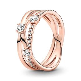 Pandora Fingerring Pandora Dreifach-Ring 14Karat rosévergoldet