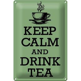 Hebold Flachmann Blech-Schild 30x20cm Keep Calm and Drink Tea Deko Schild Made in Germa