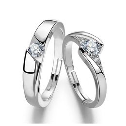 Mrichbez Partnerring 2 Stück Partnerring 925 Sterling Silber Ring (Trauringe Paar Ringe