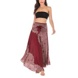 Orient Phoenix Strandkleid Fließendes 2-in-1-Strandkleid im Bohemian-Stil für den Sommer Damen Boho-Blumen-Maxirock mit elastischer Taille