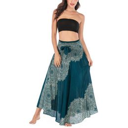 Orient Phoenix Strandkleid Fließendes 2-in-1-Strandkleid im Bohemian-Stil für den Sommer Damen Boho-Blumen-Maxirock mit elastischer Taille