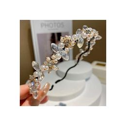 ANLÜDE Haarreif Welle Perle Blume Haarband Haarschmuck für Damen