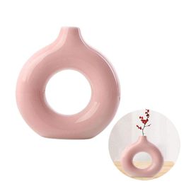 Lubgitsr Dekovase Keramik Donut-Vase für Pampasgras