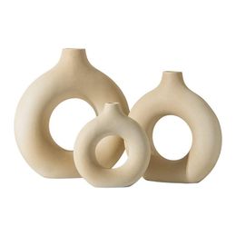 Mrichbez Dekovase Keramik vase beige Moderne deko (Satz