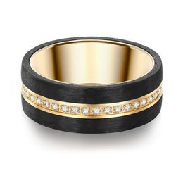 Trilani Fingerring Bandring aus Edelstahlin gelbgold und schwarz