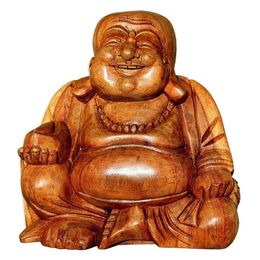 Wogeka Buddhafigur lachender Happy Buddha Holz-Figur