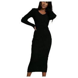 TZTA Trading UG Jerseykleid Damen Herbstkleid Maxikleid V-Ausschnitt Bleistiftkleid Etuikleid