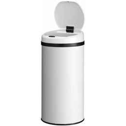 Automatik Mülleimer mit Sensor 40L - elektrischer Abfalleimer, Bewegungssensor, automatischer Deckel, wasserdicht, Klemmring, Küche - Weiß - Juskys