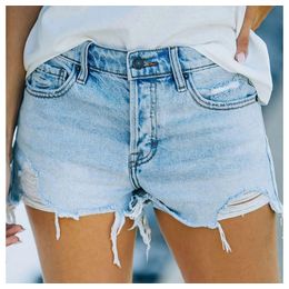 RUZU UG Jeansshorts Lässige Jeansshorts mit mittlerer Taille für Damen