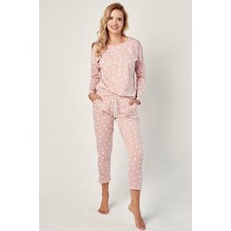 Mademoiselle Sommeil Capri-Pyjama 3/4-Schlafanzug mit langarm Oberteil in altrosa mit Punkten (2 tlg)