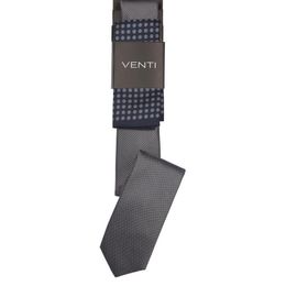 Venti Krawatte Venti Set aus Krawatte und Einstecktuch gemustert, grau