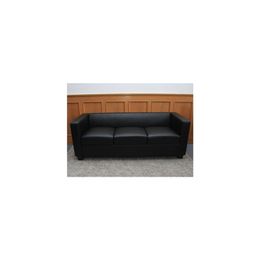 MCW 3er Sofa Lille ~ Leder, schwarz