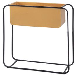 KADIMA DESIGN Moderner Blumenkübel 60x60x24 cm, Metall, Gold & Schwarz, Rechteckig