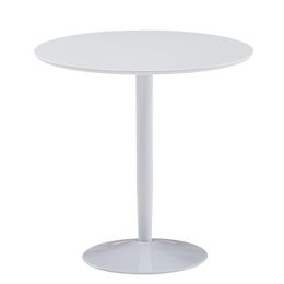 KADIMA DESIGN Moderner Hochglanz Esstisch für 2 Personen, Trompetenförmiges Standbein, Weiß, 75x75x74 cm