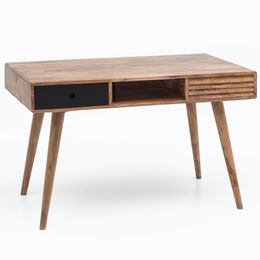 KADIMA DESIGN Schreibtisch SAVIO: Retro-Stil, Massivholz, Stauraum und Schubladen, Verschiedene Farben, Robuste Konstruktion