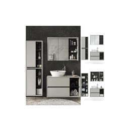 VICCO Badmöbel-Set Badezimmer-Möbel Bad-Schrank Viola Grau Anthrazit modern Badezimmerschrank Waschtischunterschrank Spiegelschrank Schranktür Schrankfach Ablage Aufbewahrung