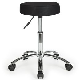 KADIMA DESIGN Ergonomischer Rollhocker ARNO mit gepolsterter Sitzfläche, 360° drehbar, bis 100 kg, Schwarz/Weiß