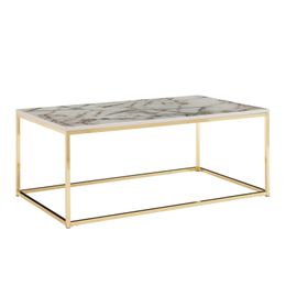 KADIMA DESIGN Couchtisch MARBRIX: Marmor-Optik, goldene Belegschaft, 100x60 cm, robust, pflegeleicht.