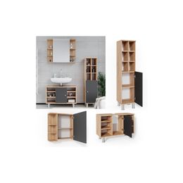 VICCO Badmöbel Set Fynn Spiegelschrank Waschbeckenunterschrank Hochschrank Bad