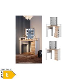 VICCO Eckschminktisch Frisiertisch Frisierkommode Tilda Weiß Sonoma Spiegel LED 110x140 cm modern Ablage