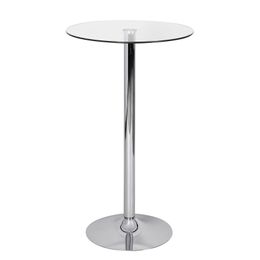 KADIMA DESIGN Glastisch mit 360° Drehfunktion: Sicherheitsglas, Trompetenfuß, Chrom, 60 cm Durchmesser.