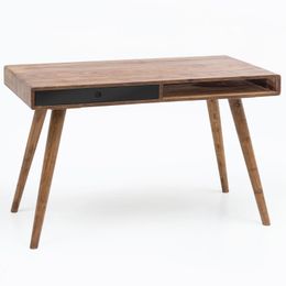 KADIMA DESIGN SAVIO Massivholz Schreibtisch: Retro Stil, viel Stauraum, 50 kg Belastbarkeit