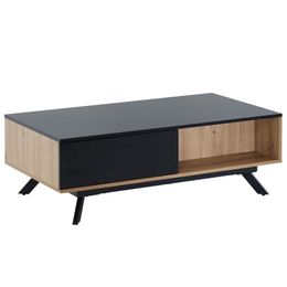 KADIMA DESIGN Moderner Couchtisch mit Stauraum, Eiche-Dekor und Schwarz, 110x60x38 cm, robust und wasserabweisend