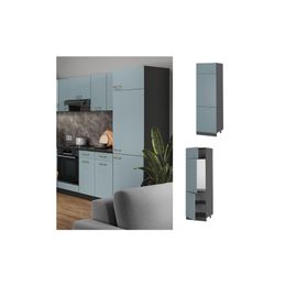 VICCO Kühlumbauschrank Küchenschrank R-Line Solid Anthrazit Blau Grau 60 cm modern