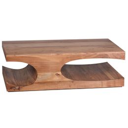 KADIMA DESIGN Couchtisch TEKO Massivholz: 2 Ablagefächer, 118x38x70 cm, handgefertigt, pflegeleicht