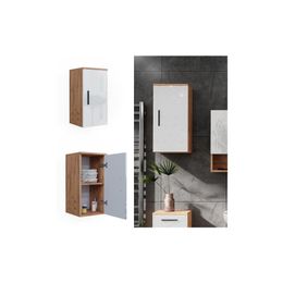 VICCO Hängeschrank Badschrank Badezimmermöbel Irma Eiche Weiß Hochglanz modern 30x59 cm Badezimmer Schrank Badmöbel hängend Schranktür Schrankfach