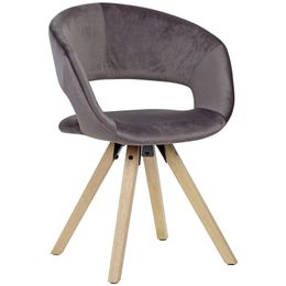 KADIMA DESIGN Esszimmerstuhl MELLA: Retro, gepolsterte Sitzschale, Hevea-Holz, 56x80x50 cm, 110 kg Belastbarkeit, Polyester-Bezug.