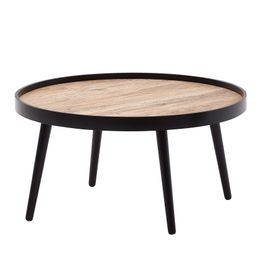 KADIMA DESIGN Couchtisch mit Ablagefläche in Holzoptik, Runder Tisch, Erhöhter Rand