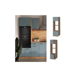 VICCO Mikrowellenschrank Küchenschrank R-Line Solid Eiche Blau Grau 60 cm modern