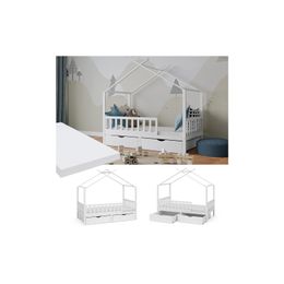 Livinity Kinderbett Bettenhaus Einzelbett Franka Weiß 160 x 80 cm Matratze modern Kinderzimmer Bett Bettschublade Lattenrost Rausfallschutz