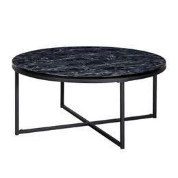 KADIMA DESIGN Marmor-Optik Couchtisch Schwarz, 80 cm, Designer Wohnzimmertisch