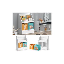 VICCO Kinderregal Bücherregal Wandregal Luigi Weiß 72x96 cm modern Kinderzimmer Regal Spielzeugregal Dekoregal Standregal Aufbewahrungsregal Würfelregal Schublade Ablage Fach freistehend Faltbox