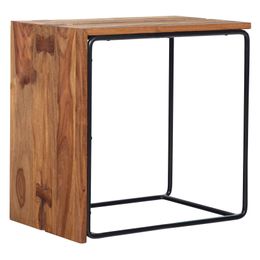 KADIMA DESIGN Massivholz Beistelltisch im Industrial-Style, 45x30x45 cm, Eleganter Sofatisch