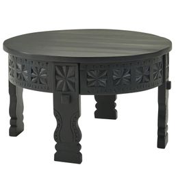 KADIMA DESIGN Orientalischer Couchtisch, Schwarz lackiertes Massivholz, Handgefertigt