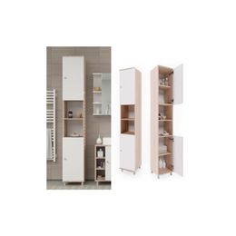 VICCO Badschrank FYNN 190 x 30 cm Eiche Sonoma - Badezimmer Hochschrank Badregal