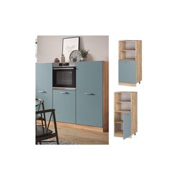 VICCO Vorratsschrank Küchenschrank R-Line Solid Eiche Blau Grau 60 cm modern kleine Tür