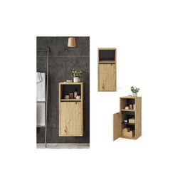 VICCO Midischrank Badschrank Badezimmermöbel Viola Eiche Anthrazit modern 38x80 Badezimmer Schrank Badmöbel Schranktür Schrankfach Ablage Aufbewahrung