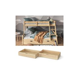 VICCO VitaliSpa Bettschublade Schubladenbett Aufbewahrung Everest Natur 98x20 modern Rollschublade Kinderzimmer Bett Zubehör Spielzeug Ablage Kiefer Massivholz Kinderbett Spielturmbett