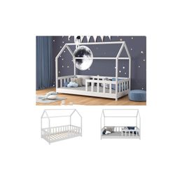 Livinity Kinderbett Bettenhaus Einzelbett Michelle Weiß 160 x 80 cm modern Kinderzimmer Bett Lattenrost Rausfallschutz